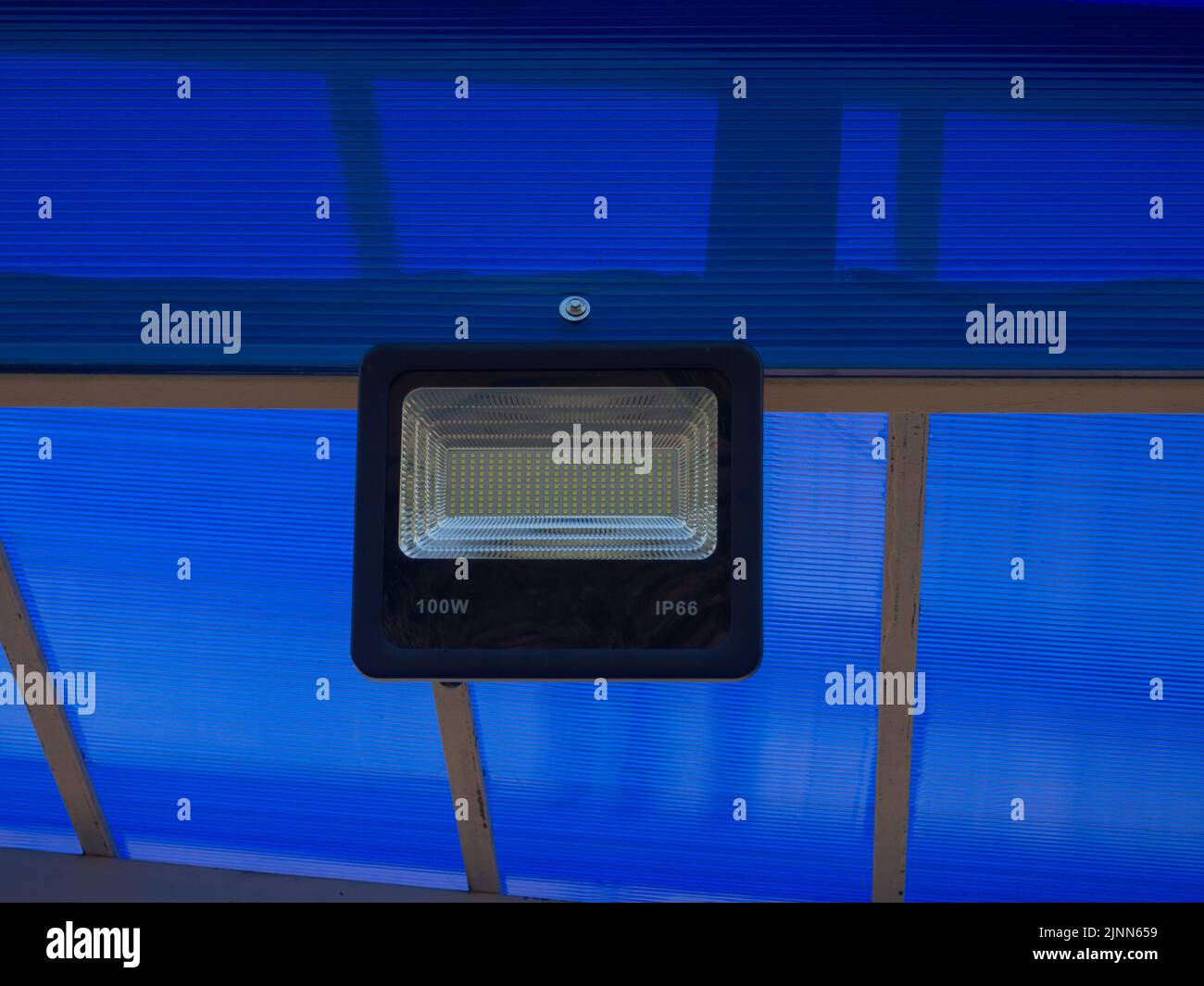 Spotlight at the beach bar. Lighting device. Light source. Turned off ...