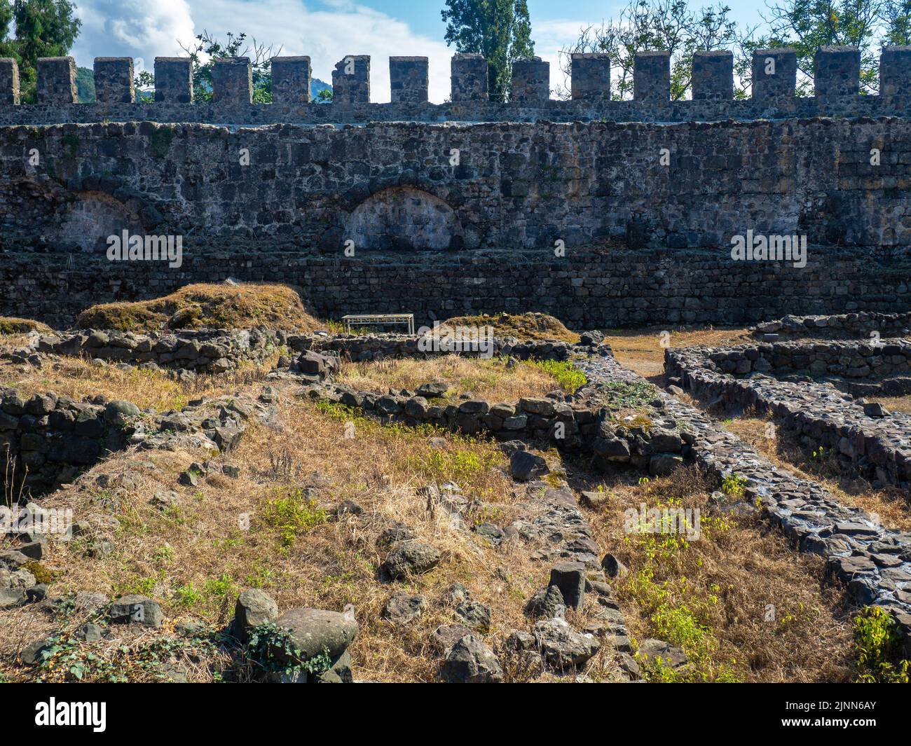 Ruin of an old castle. Remains of civilization. Fortress in Georgia ...