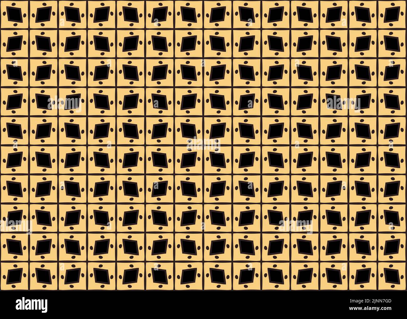 Abstract squares inside line squares with dots. Yellow and black small ...