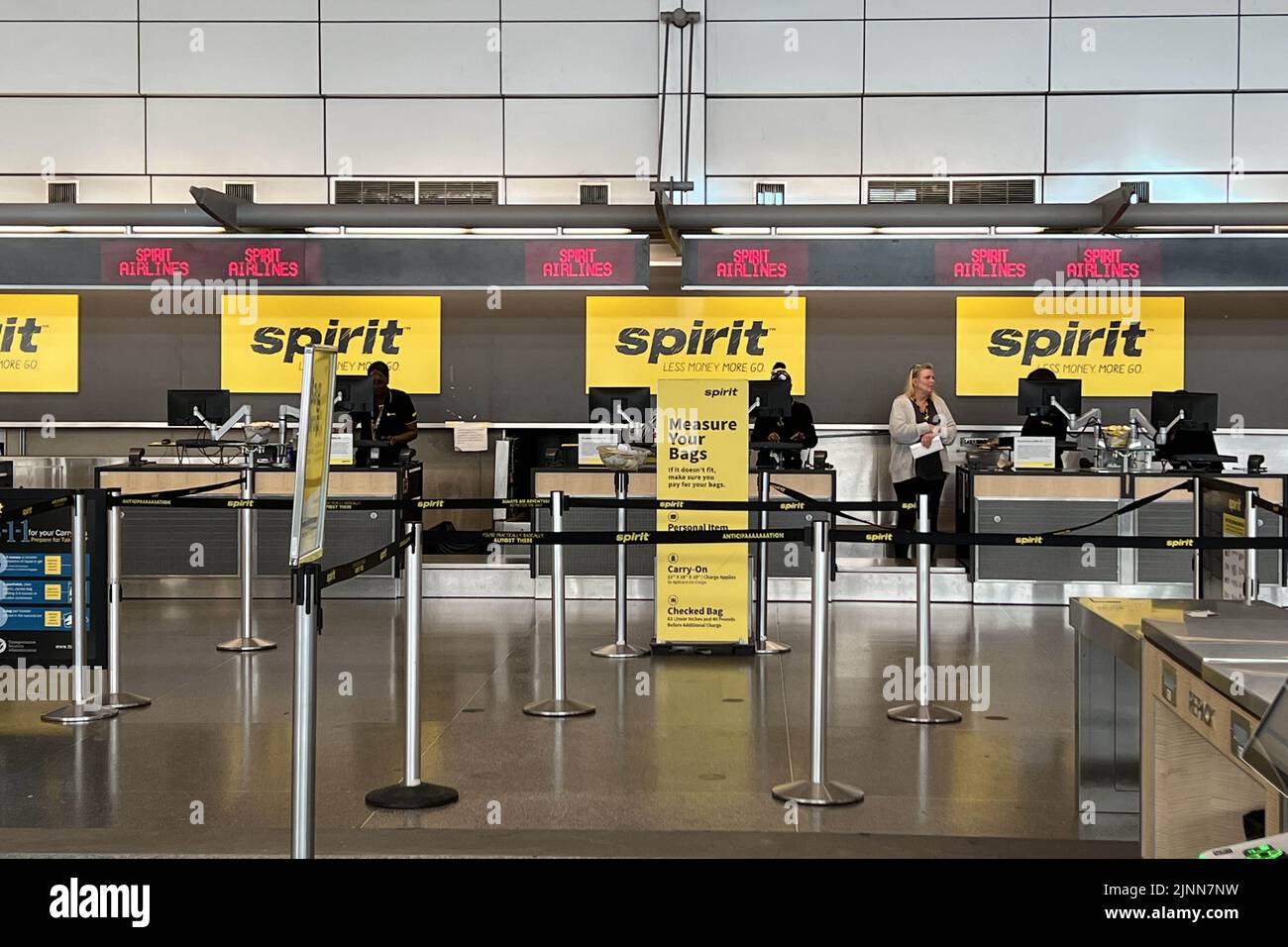The Spirit Airlines ticketing counter in Terminal 1 at the Minneapolis ...