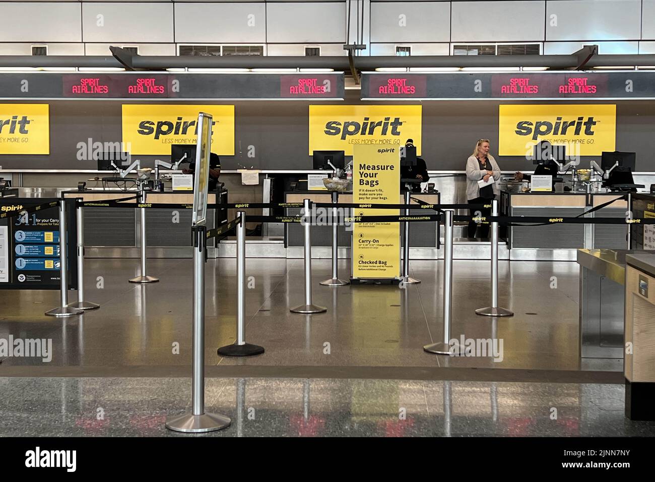 The Spirit Airlines ticketing counter in Terminal 1 at the Minneapolis ...