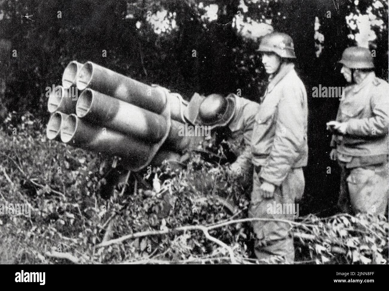 German Troops in Normandy with a Six Barrel Rocket Launcher Nebelwerfer ...
