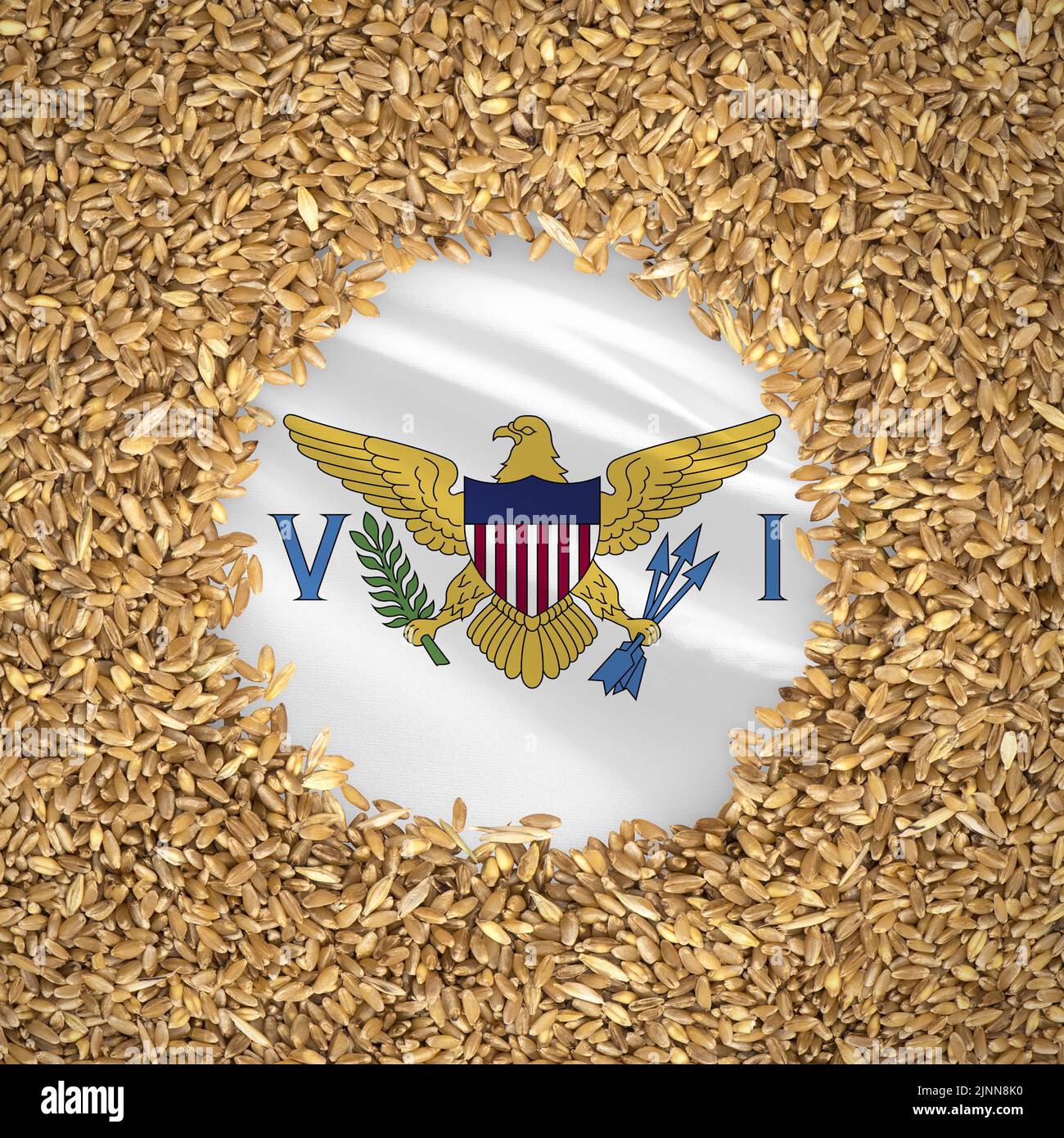 Flag of virgin islands with grains of wheat. Natural whole wheat ...