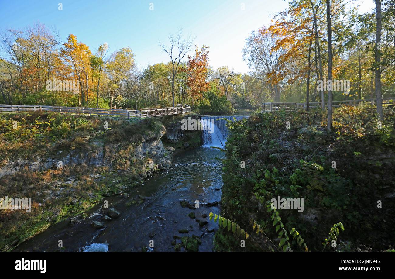 View at Cedar Cliff Falls - Ohio Stock Photo - Alamy
