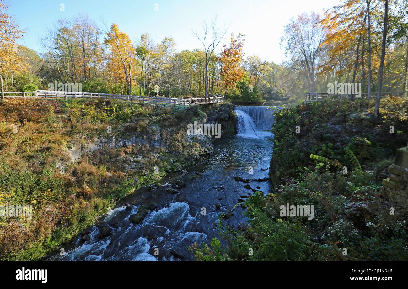 Landscape with Cedar Cliff Falls - Ohio Stock Photo - Alamy