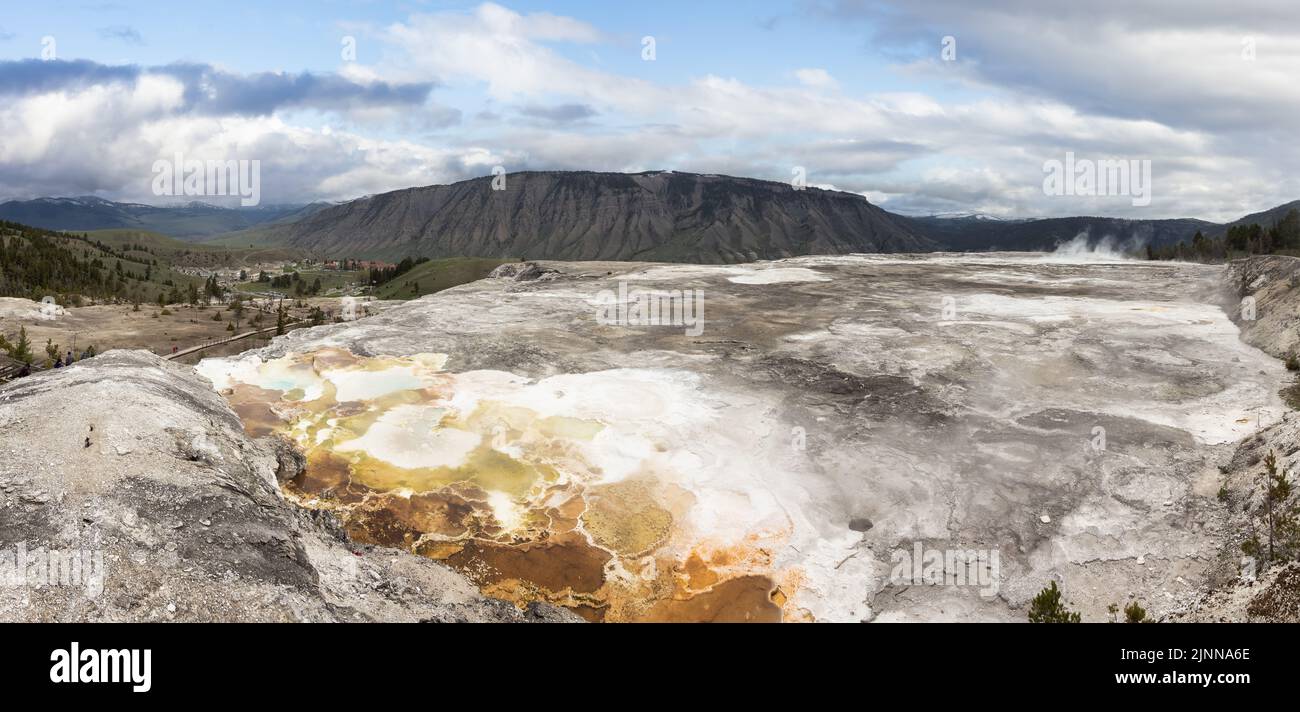 Hot spring Geyser with colorful water in American Landscape Stock Photo ...