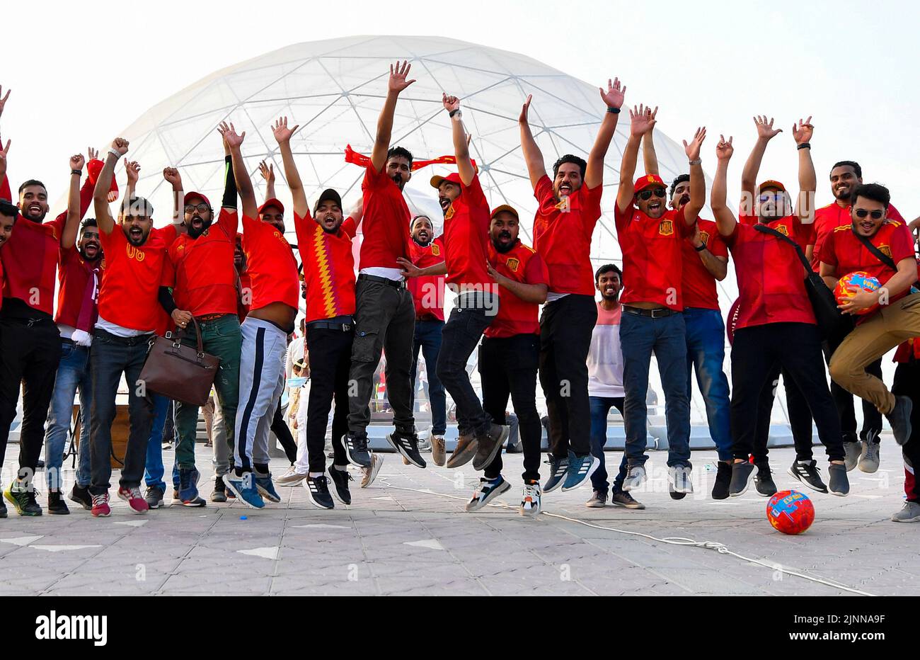 Doha, Qatar. 12th Aug, 2022. Soccer fans cheer during the ceremony to ...