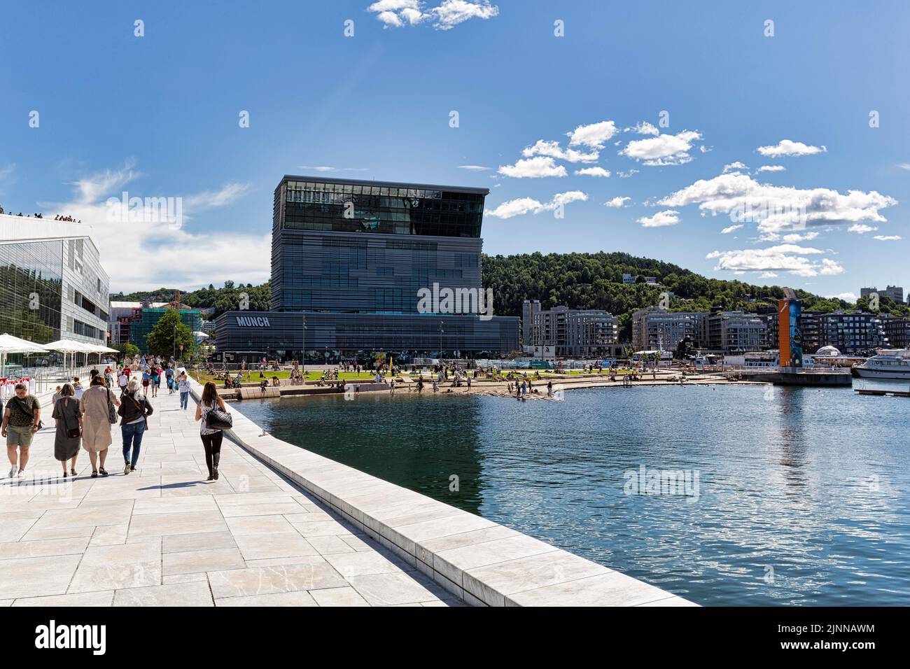 View of the Munch Museum in summer from the forecourt of the opera ...