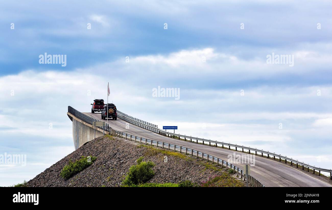 Atlantic Road over winding bridge Storseisundbrua, Norwegian Landscape ...