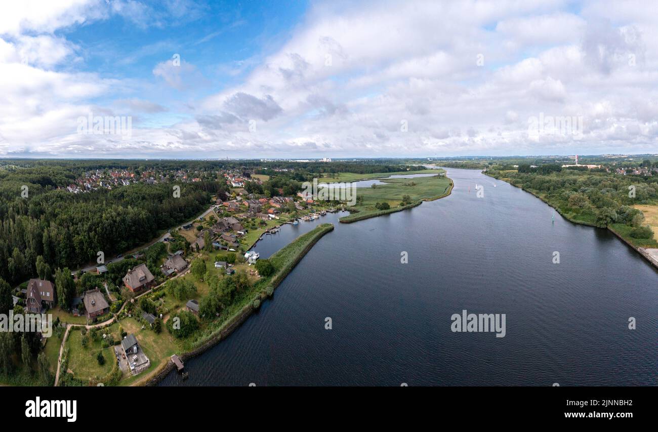 Drone photo, drone shot, historic old harbour Gothmund, residential ...