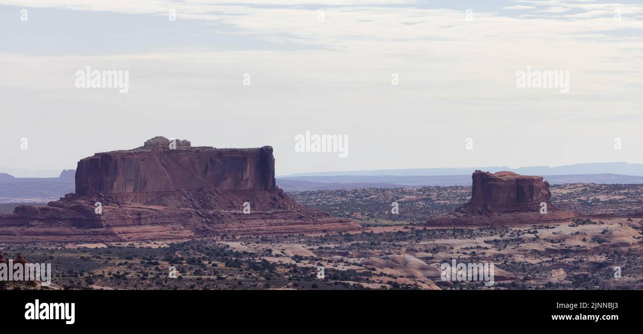 American Landscape in the Desert with Red Rock Mountain Formations ...