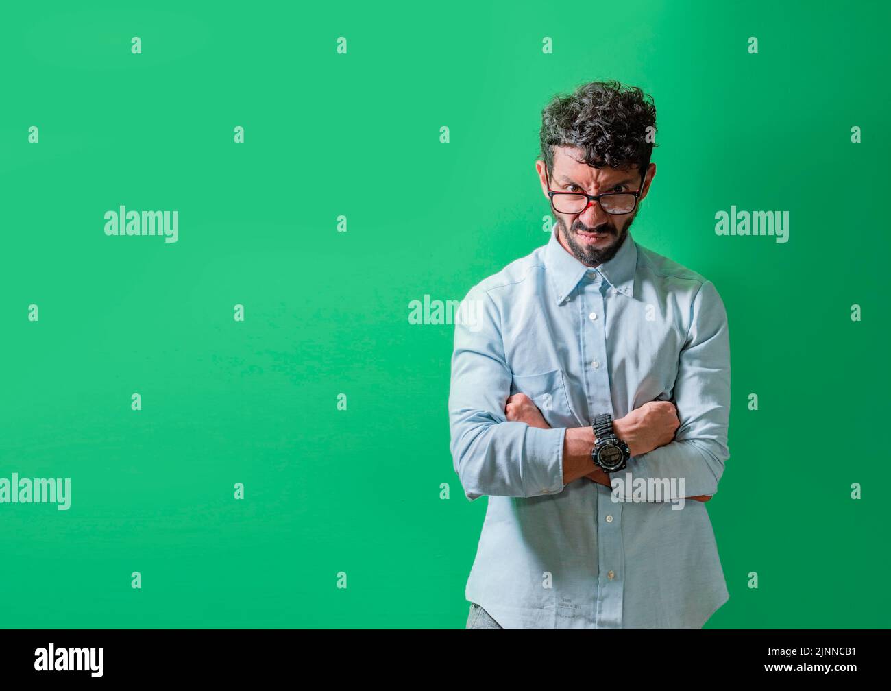Angry and annoyed man with crossed arms isolated, Unhappy and angry ...