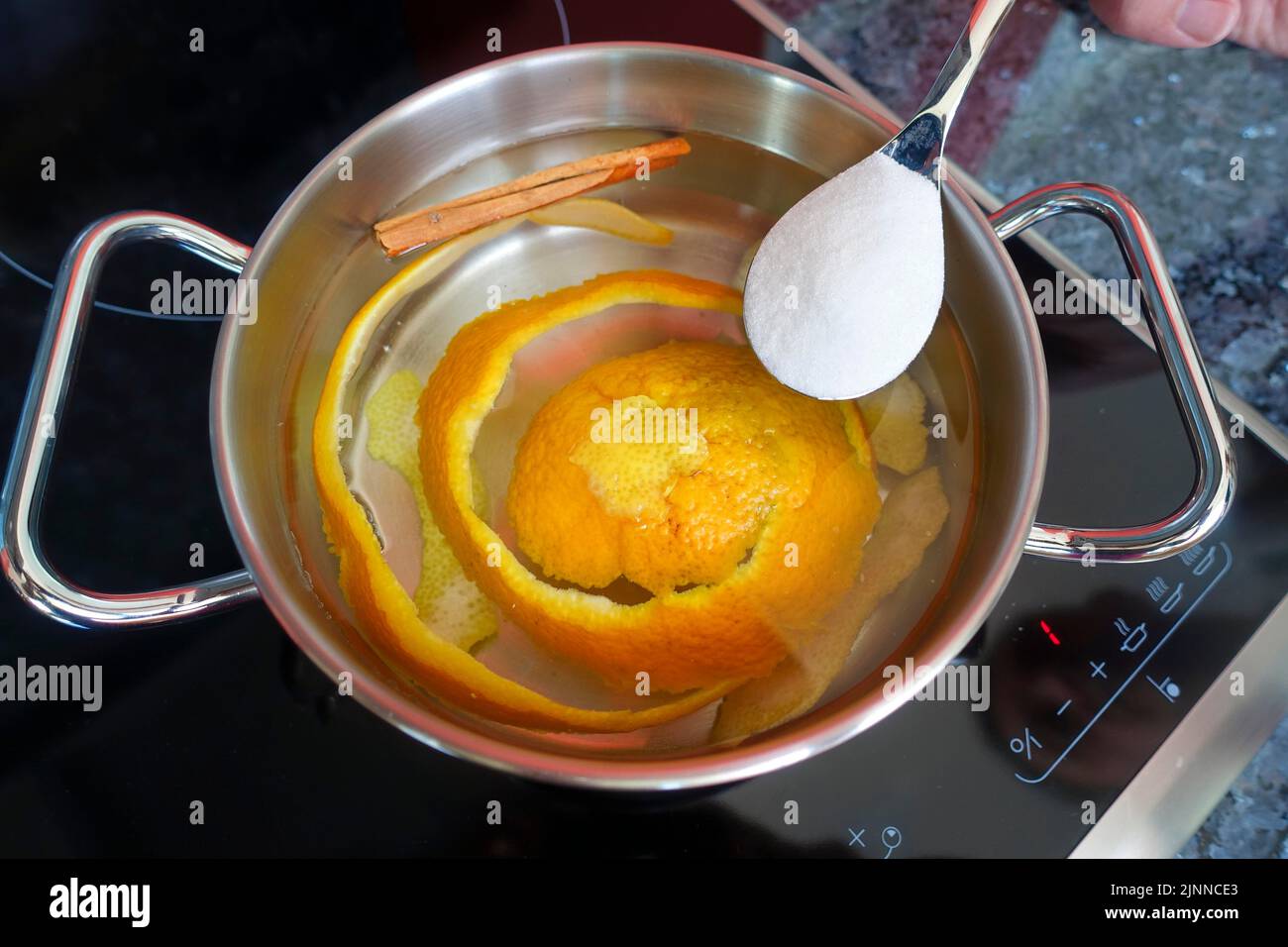 Swabian cuisine, preparation of sweet semolina dumplings, sugar in ...