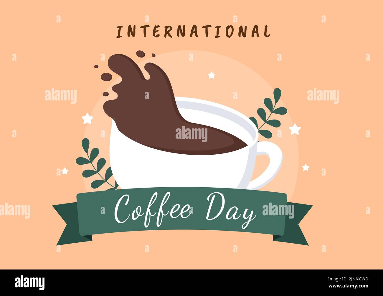 International Coffee Day on 1st October Hand Drawn Cartoon Flat ...