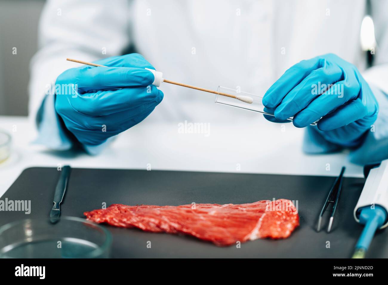 Quality control inspector taking red meat sample Stock Photo - Alamy