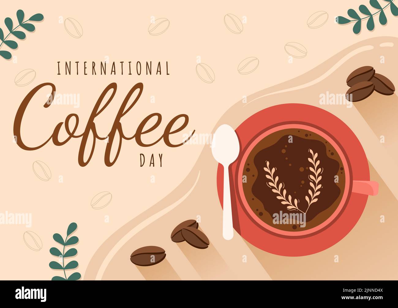 International Coffee Day on 1st October Hand Drawn Cartoon Flat ...