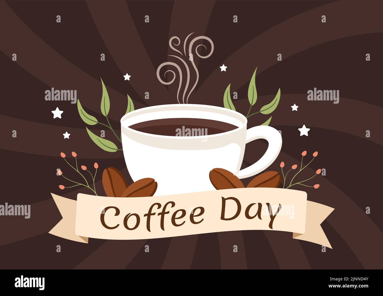 International Coffee Day on 1st October Hand Drawn Cartoon Flat ...