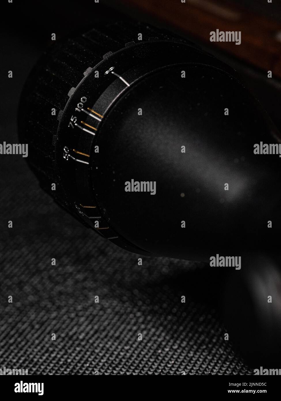 Scope, sniper rifle on black background, Germany Stock Photo - Alamy