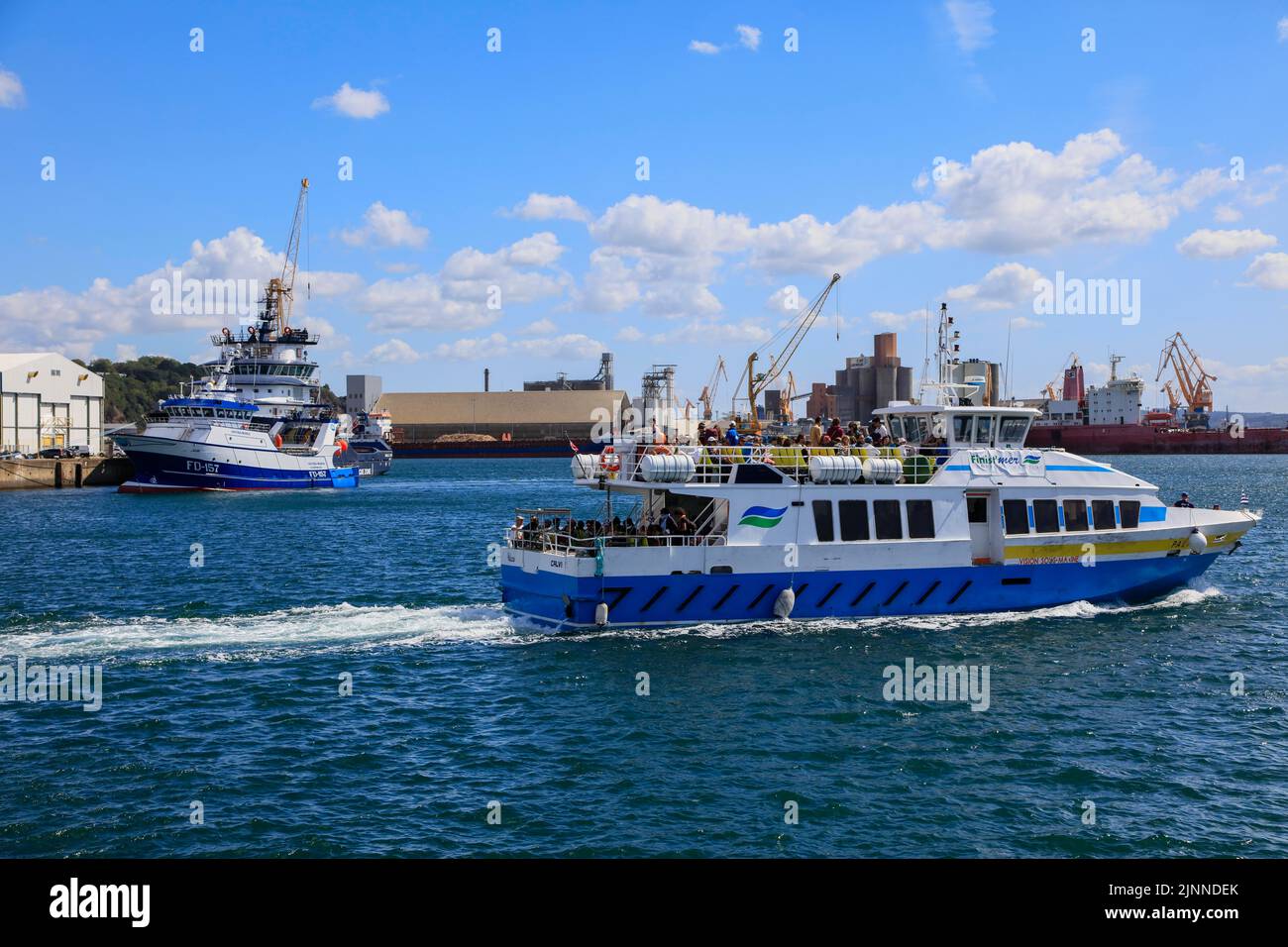 Port de Commerce, outbound excursion boat, Brest, department of ...