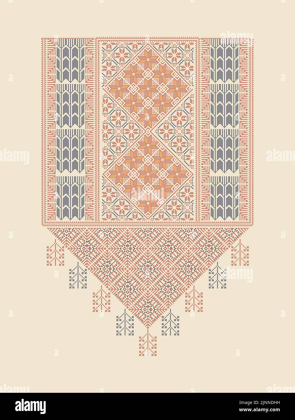 Vector pattern design with Palestinian traditional embroidery motif ...