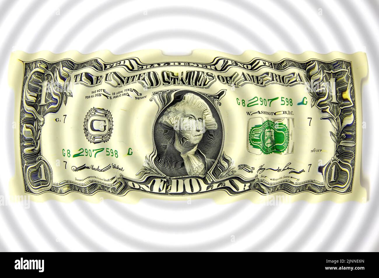 A dollar note graphically altered or distorted as a wave Stock Photo ...