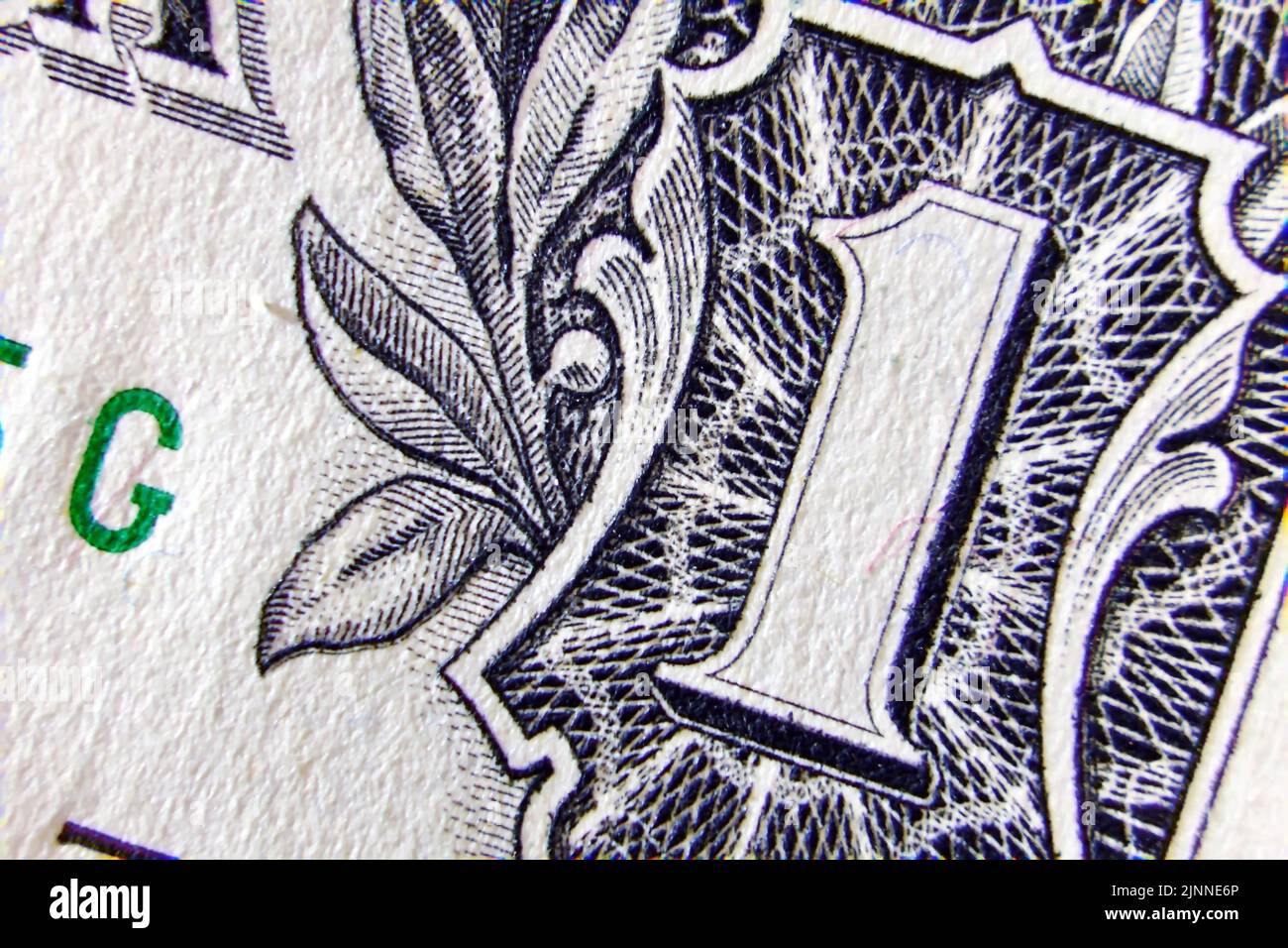 Macro of one dollar note greatly enlarged Stock Photo - Alamy