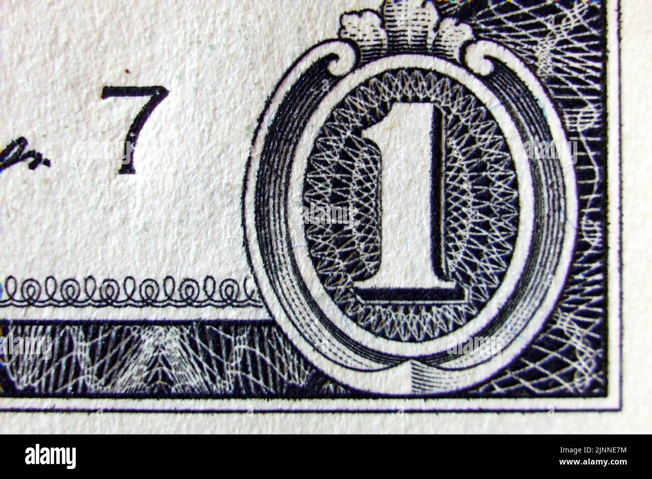 Macro of one dollar note greatly enlarged Stock Photo - Alamy