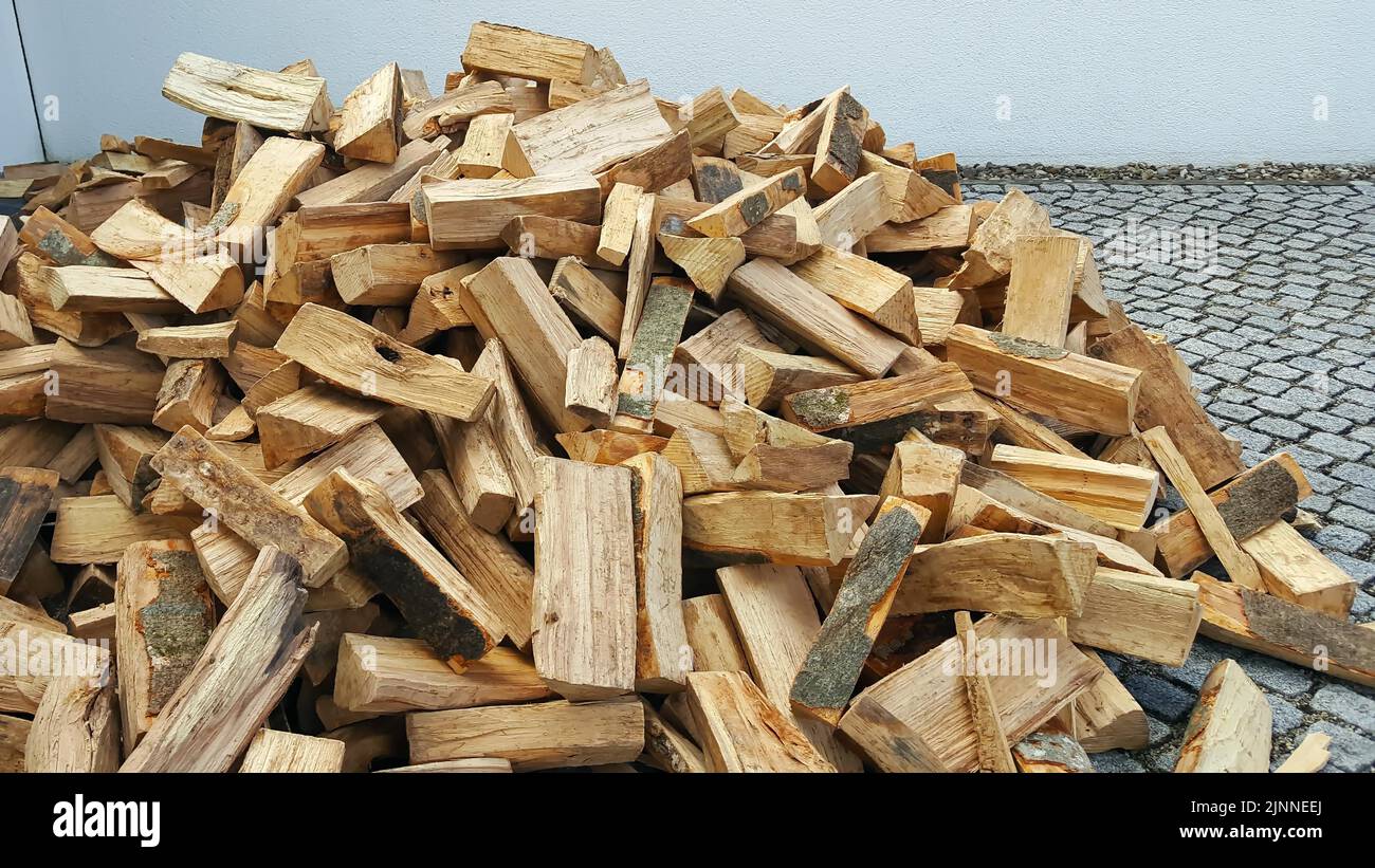Delivery of firewood in the pile. Split and dried ready for the stove ...