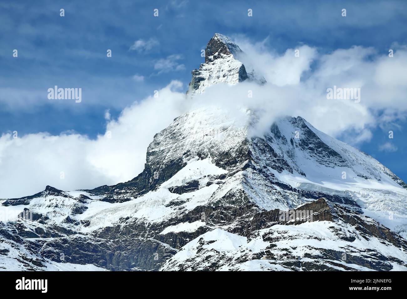The Matterhorn with an impressive cloud plume. Zermatt, Visp, Valais, Switzerland Stock Photo ...