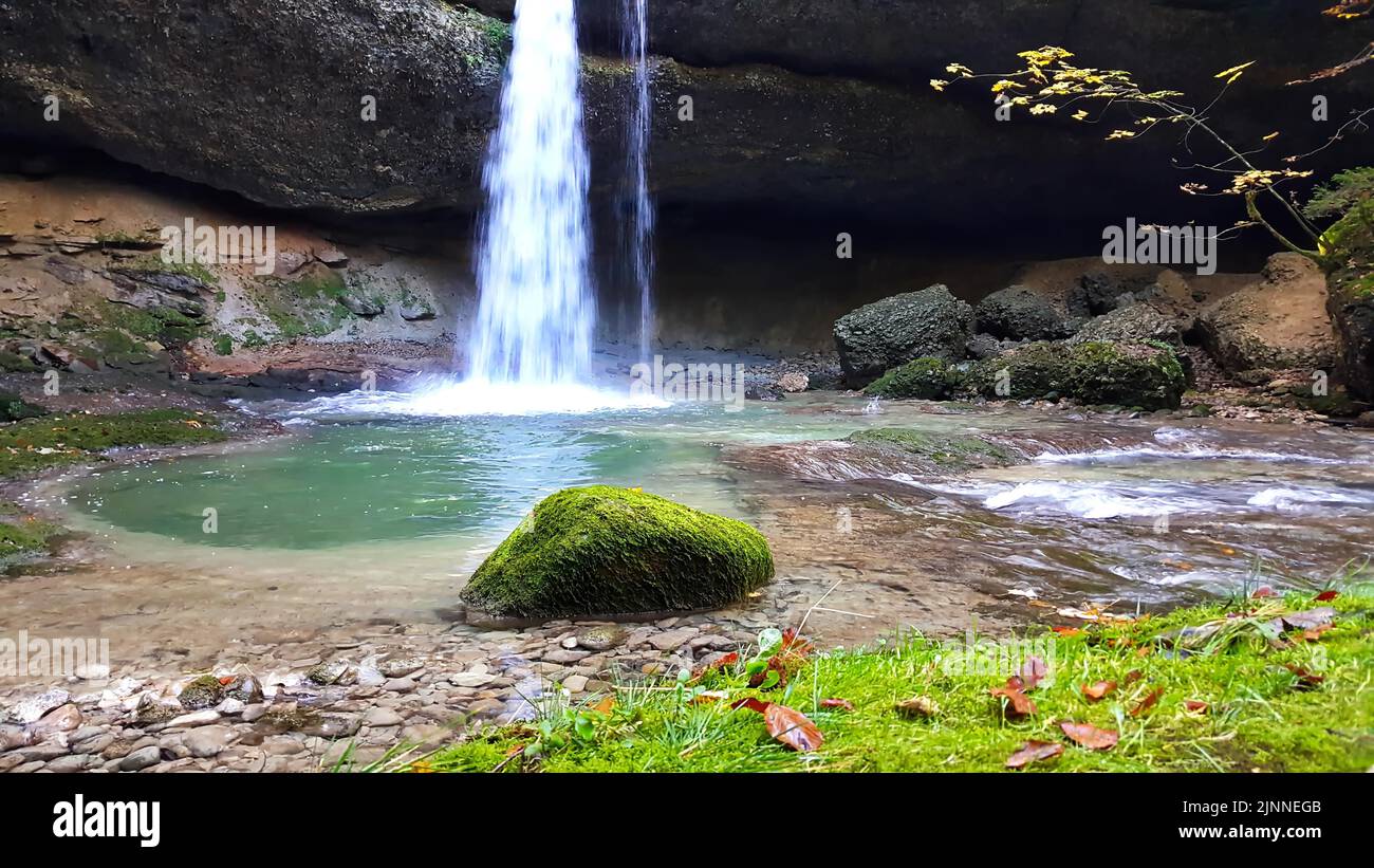 A romantic waterfall in the middle of the forest, Germany Stock Photo ...