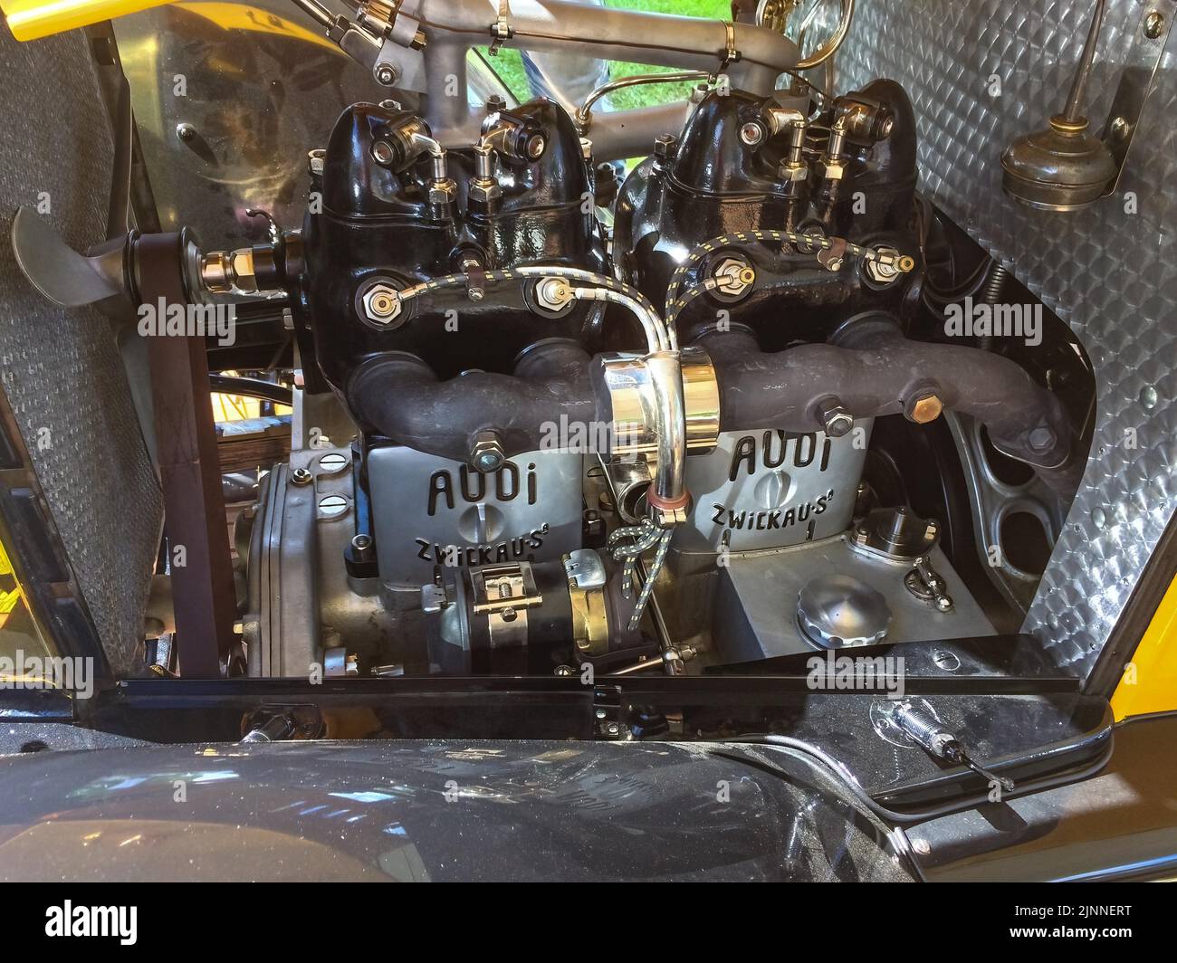 Historic engine with inscription Audi Zwickau from classic racing car ...