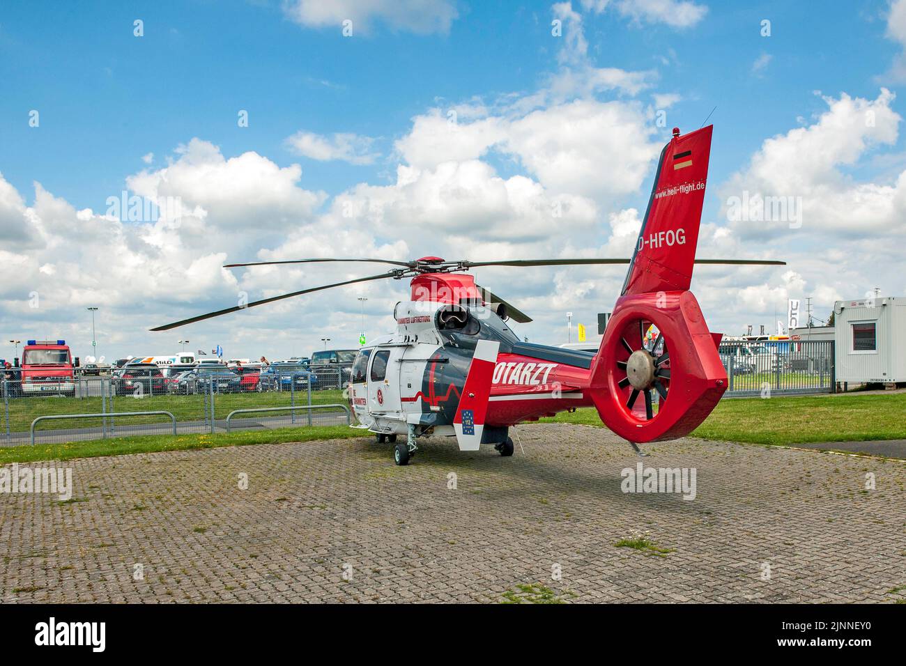 Rescue helicopter type Airbus Helicopters AS365 Dauphin on landing ...