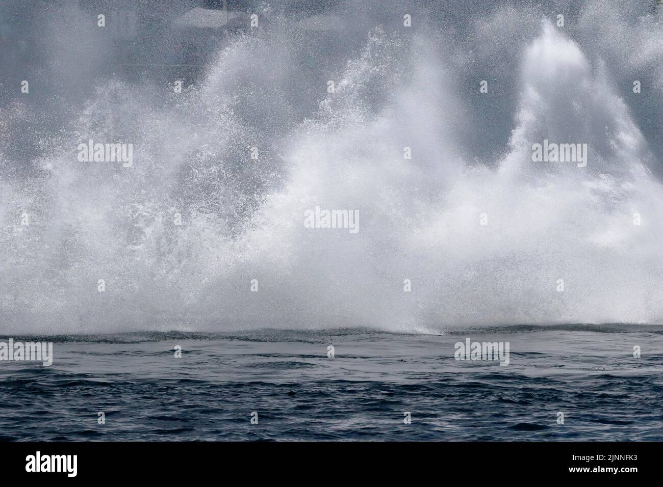 Spray of water from a race boat, Saint Lawrence River, Province of ...