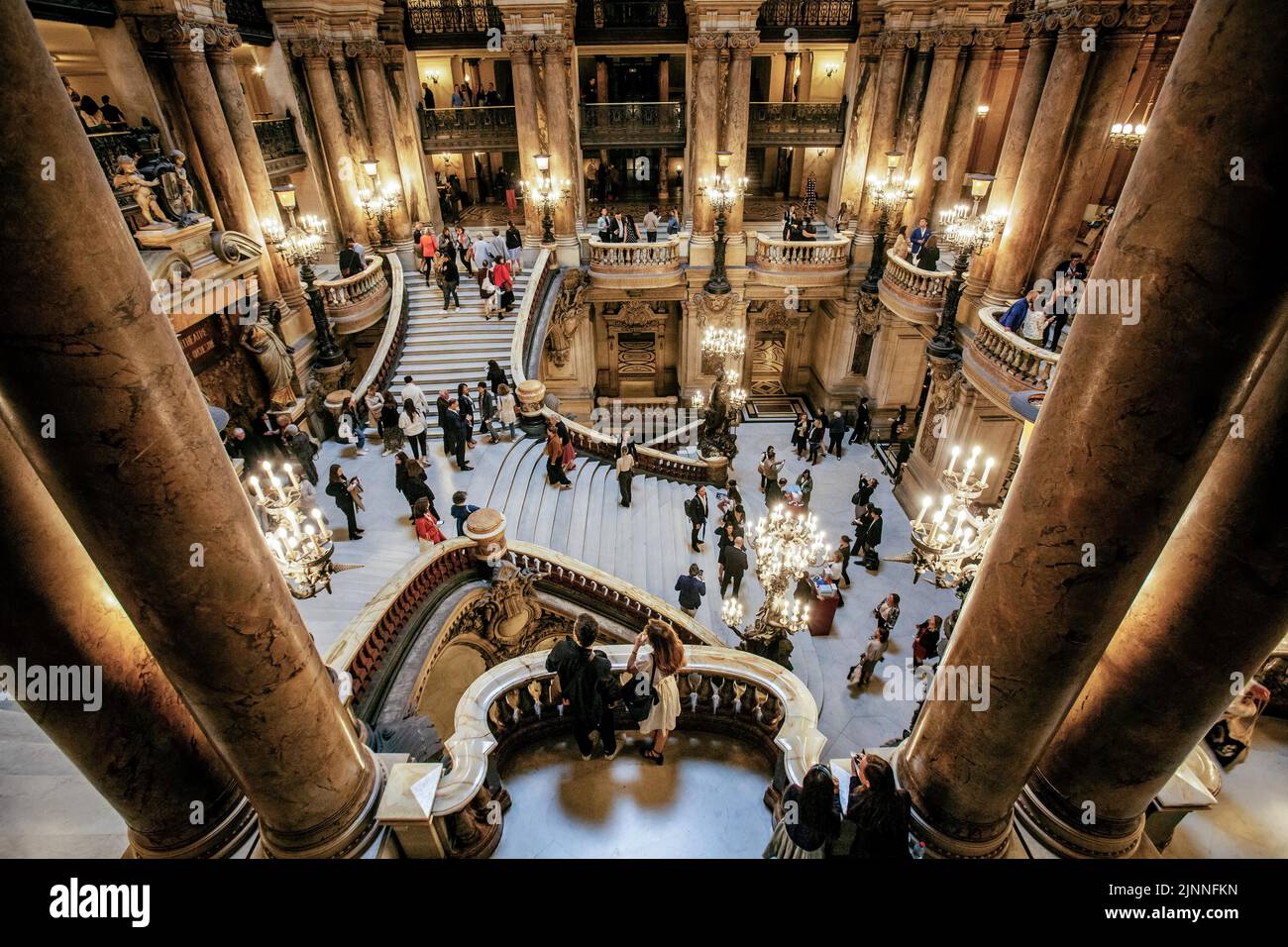 Staircase in the Opera Garnier at the Palais Garnier, Paris, Ile de ...