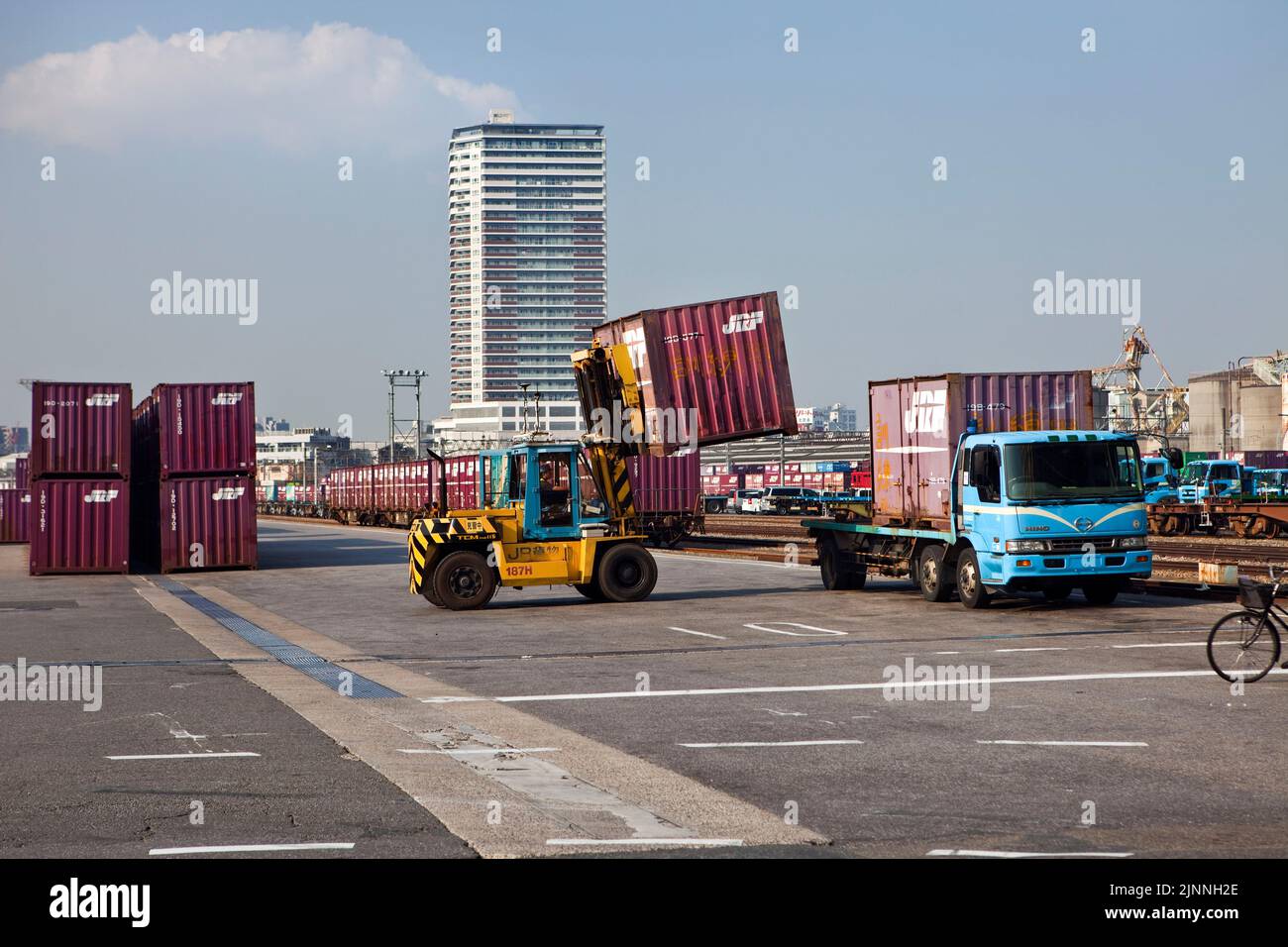 Loaded cargo containers rail yard Tokyo Japan.tif Stock Photo - Alamy