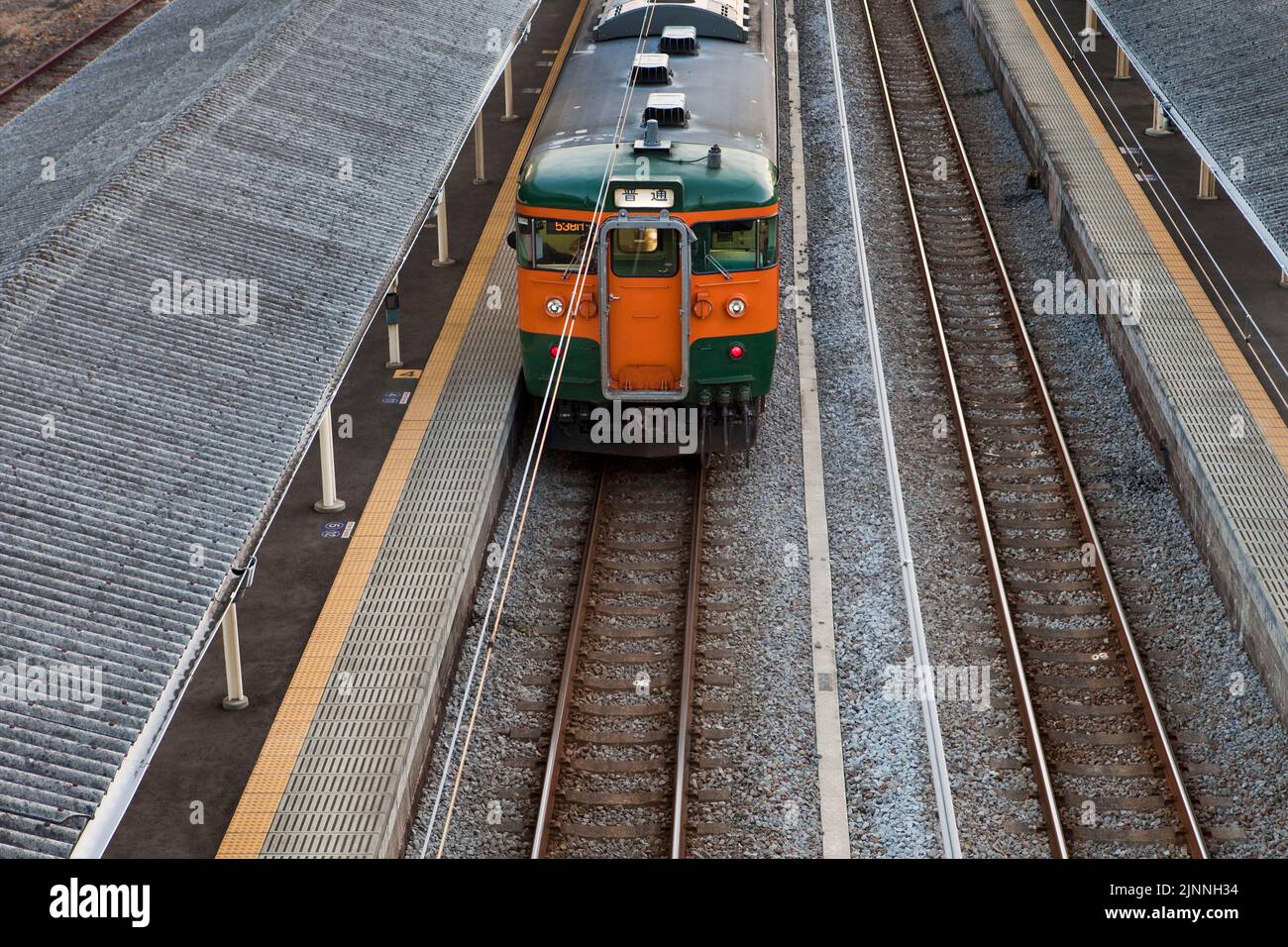 Japanese local train arriving hi-res stock photography and images - Alamy