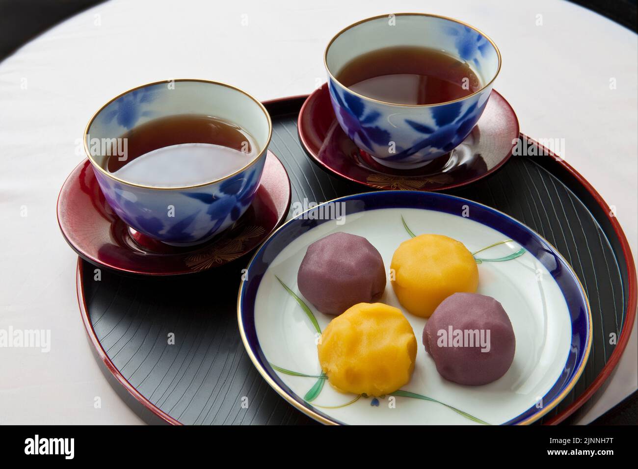 Mochi pounded rice filled with sweet beans tea Tokyo Japan Stock Photo ...