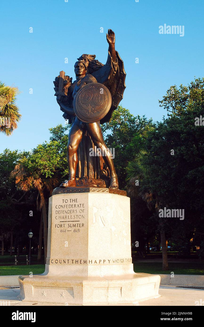 The Confederate Defenders Memorial, standing in White Point Garden in ...