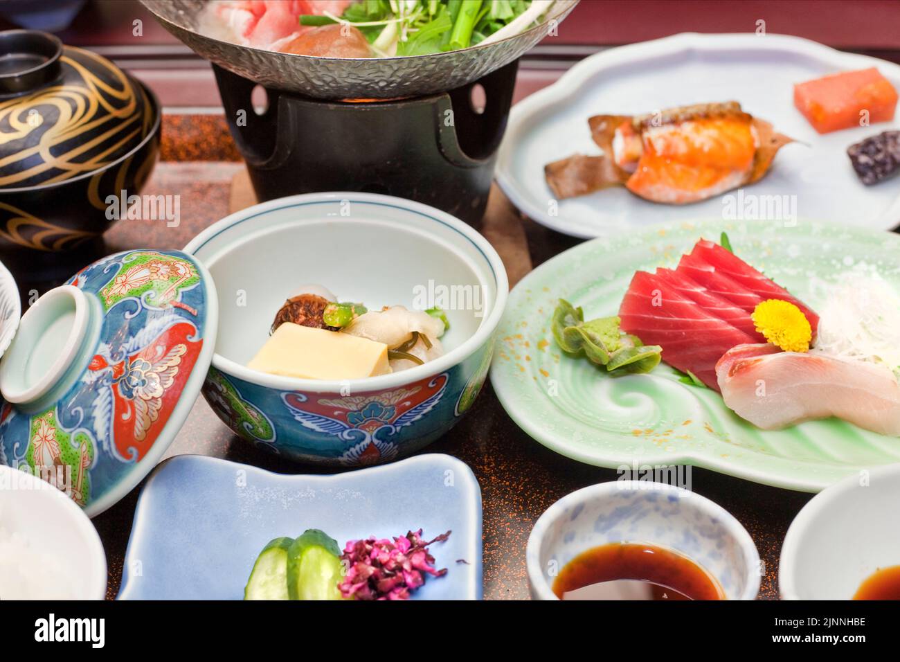Multi course dinner Onsen Ikaho Japan Stock Photo - Alamy