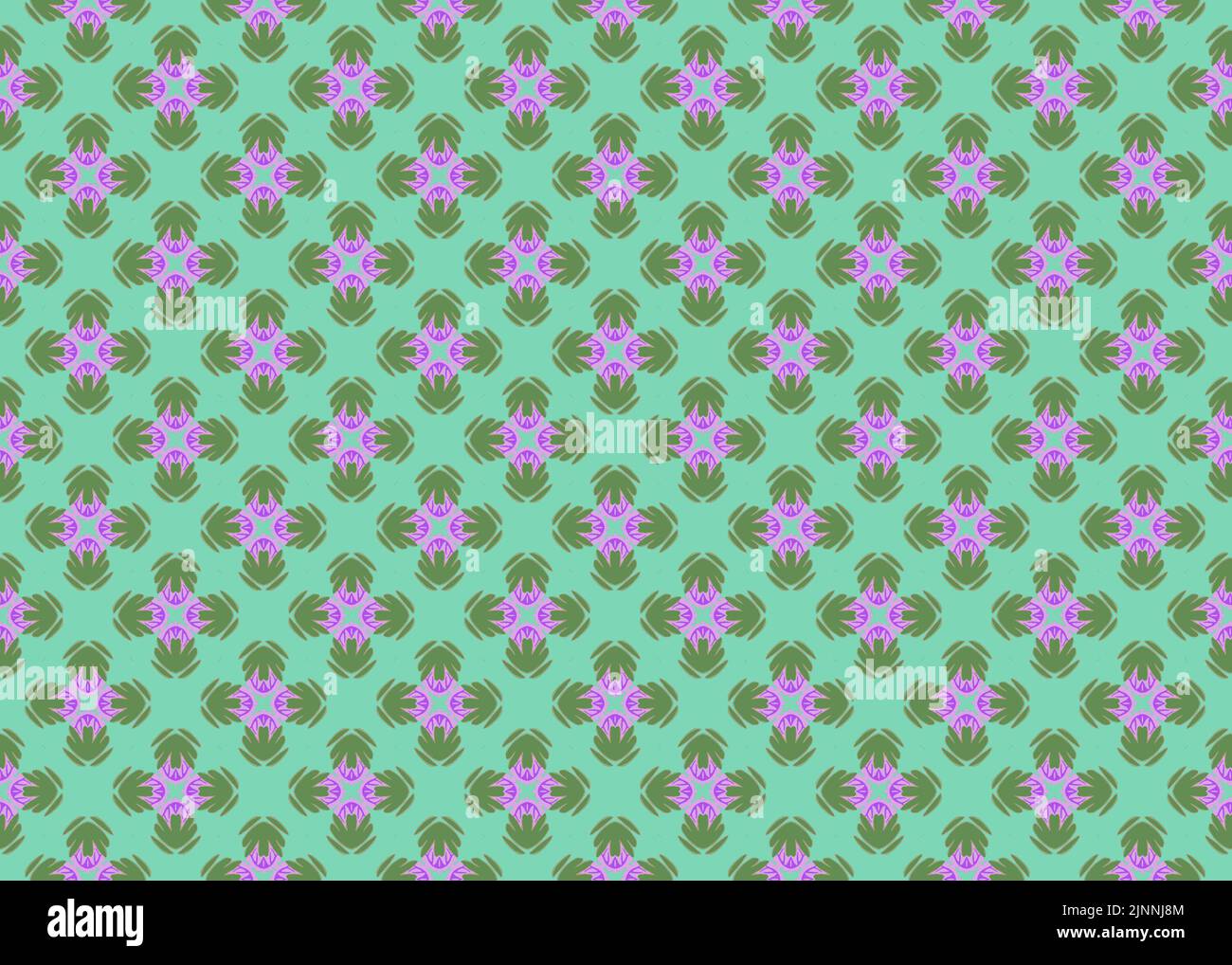 Green and pink floral small scale seamless repeating pattern design ...