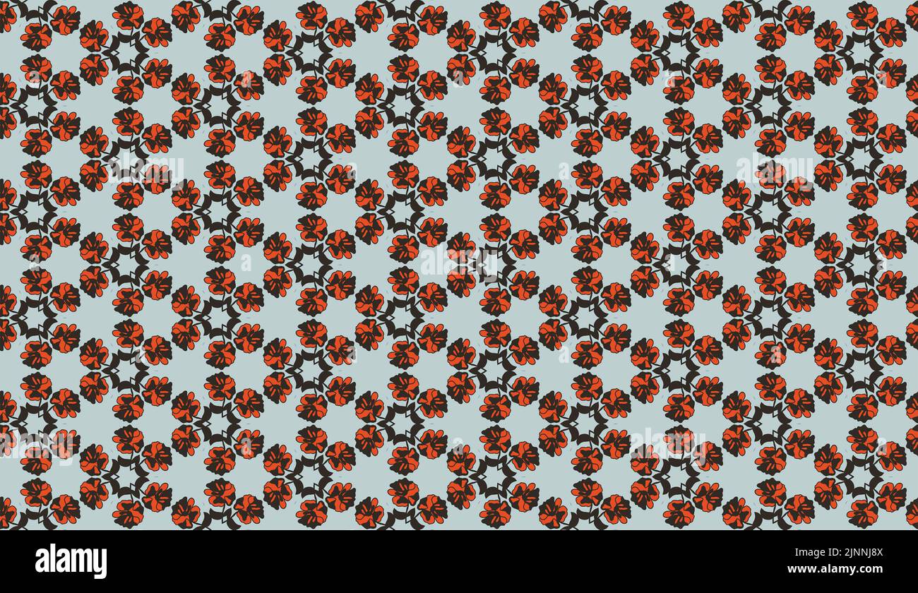 Red and black roses in circles on a grey background. Small scale design ...