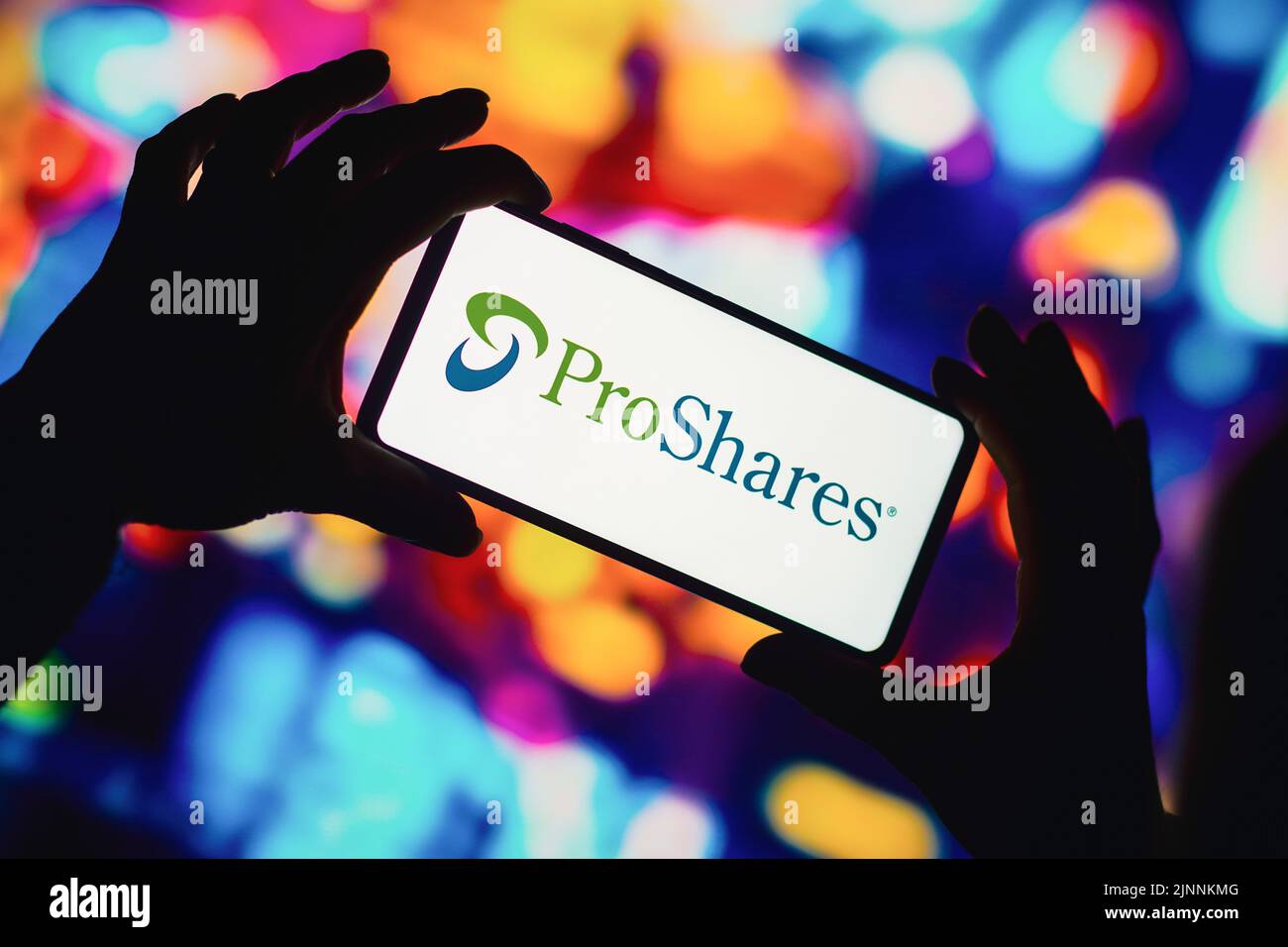 In this photo illustration, the ProShares logo is displayed on a ...
