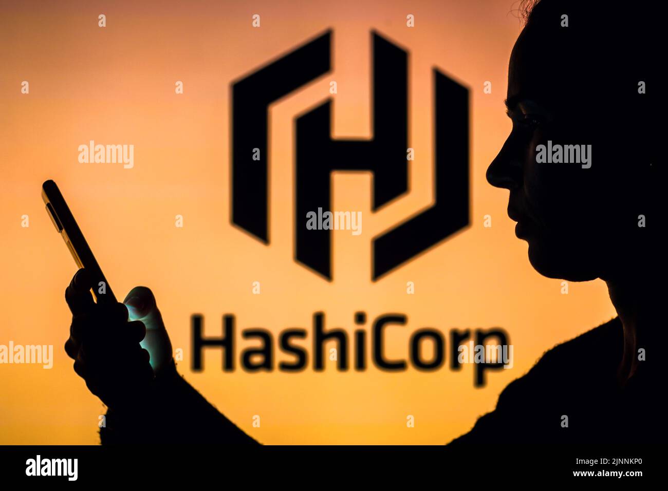 In this photo illustration, the HashiCorp logo is seen in the ...