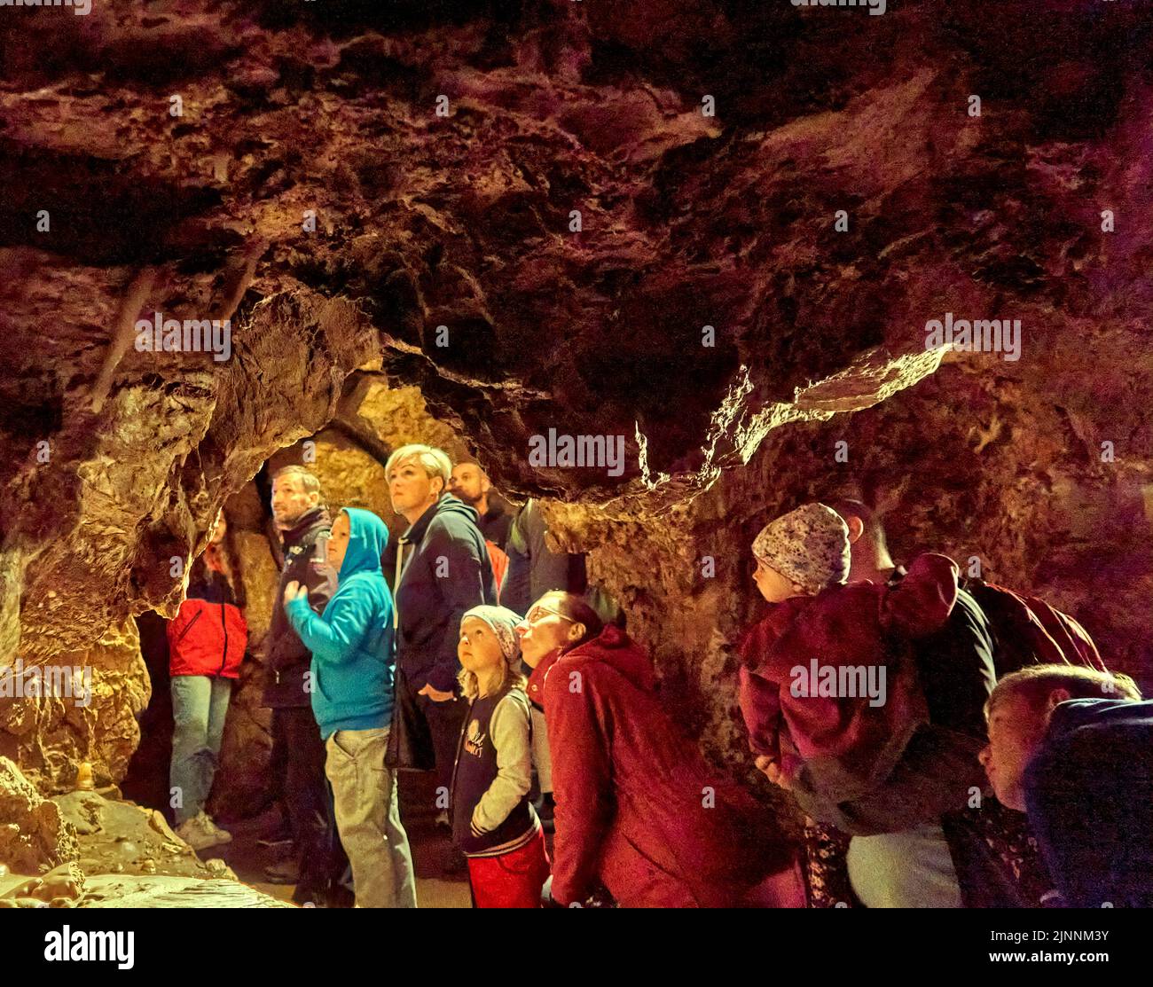 Bozkov, Czech Republic, July 5, 2022: Tourists marvel at the geological ...