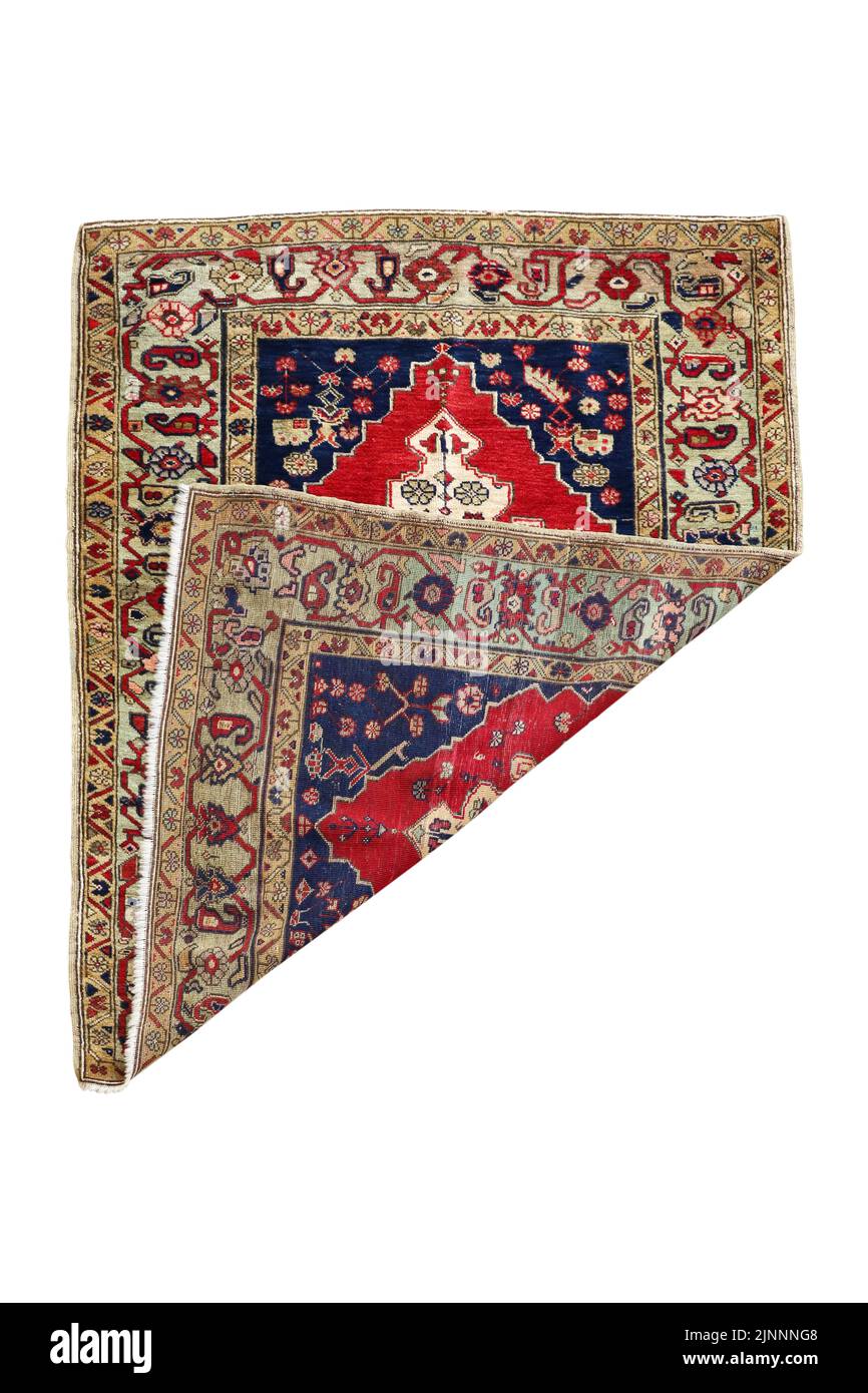 Hand woven antique Turkish carpet Stock Photo - Alamy