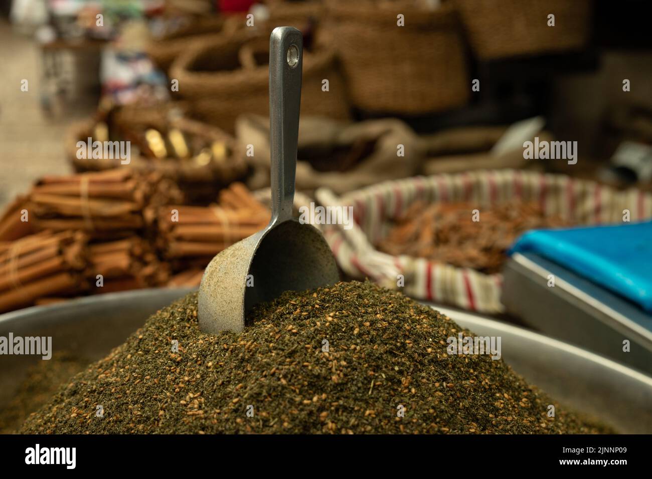 a pile of Zaatar spice mixture for sale at the old city market, Acre ...