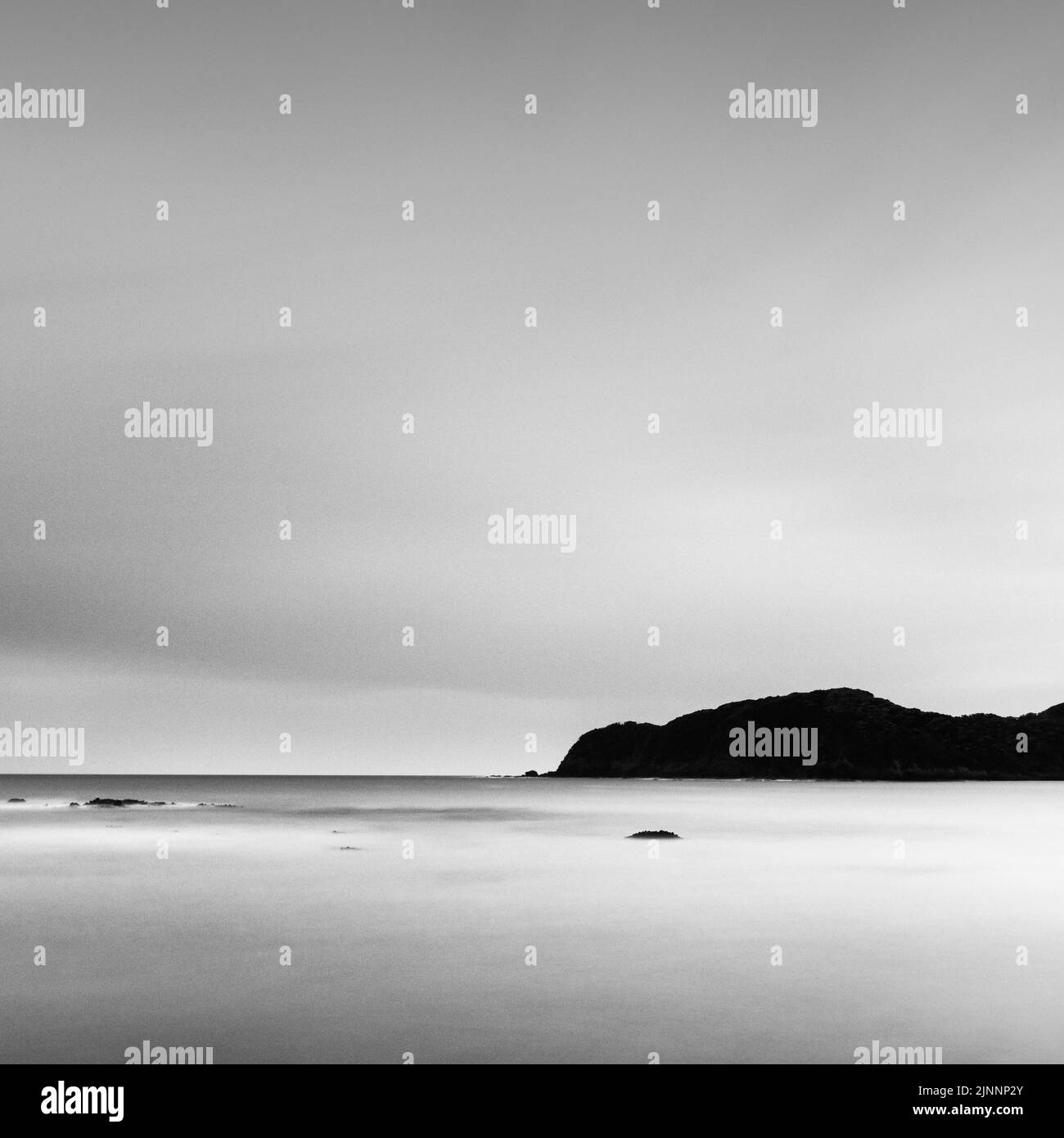 Long exposure of sea stacks and water, Shizuoka Prefecture, Japan Stock ...