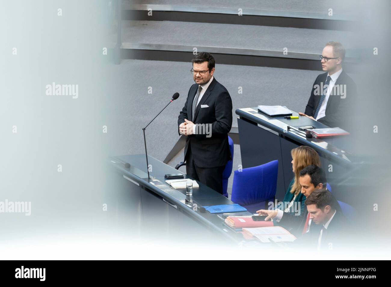Federal Minister of Justice Dr. Marco Buschmann, FDP, speaks from the ...