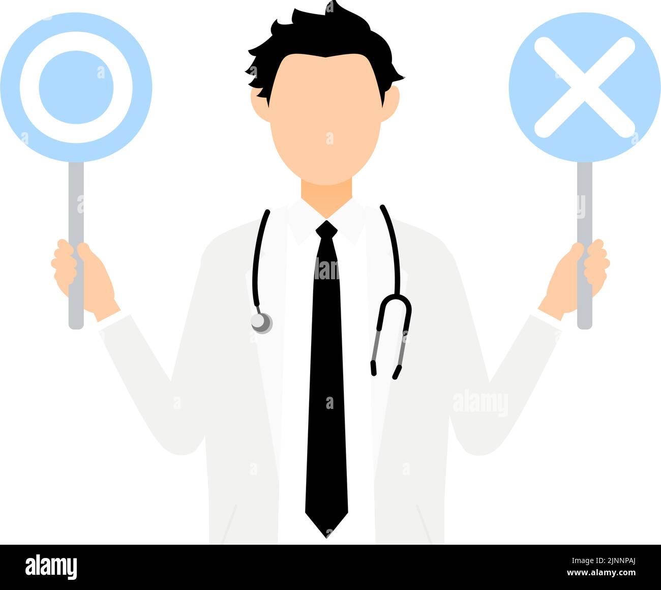 A male doctor in white coat holding a tick-tock stick in a pose of ...