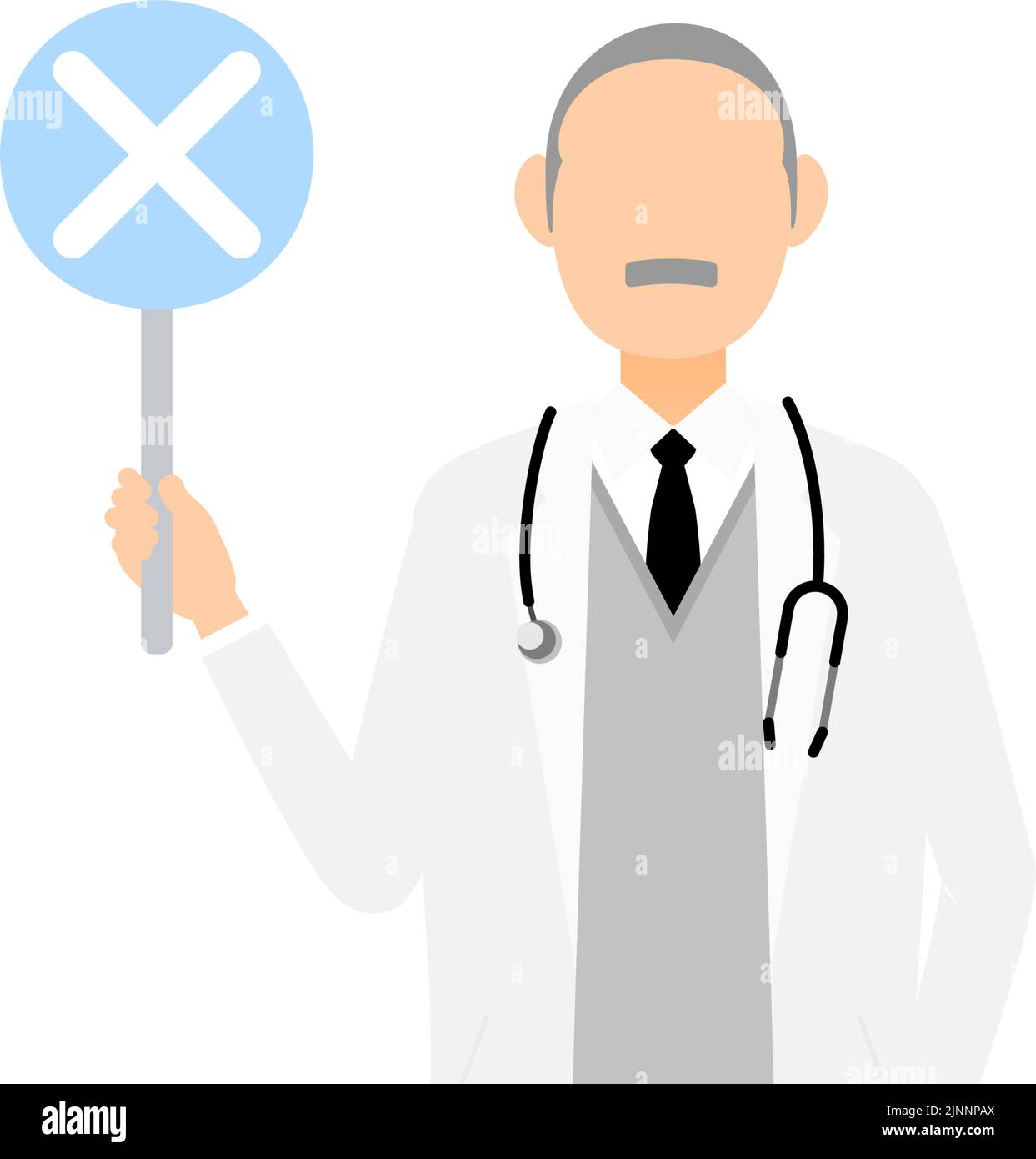 Senior male doctor in white coat holding a "B" stick - matching pose ...